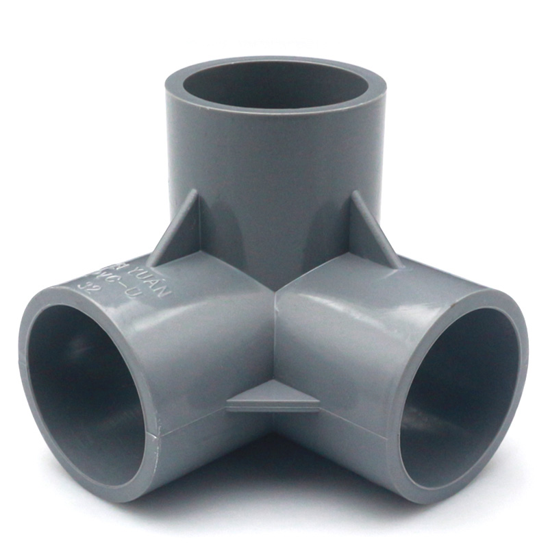 Solid Gray Pvc Fittings Diy Straight Elbow Equal Tee Connectors Plastic ...