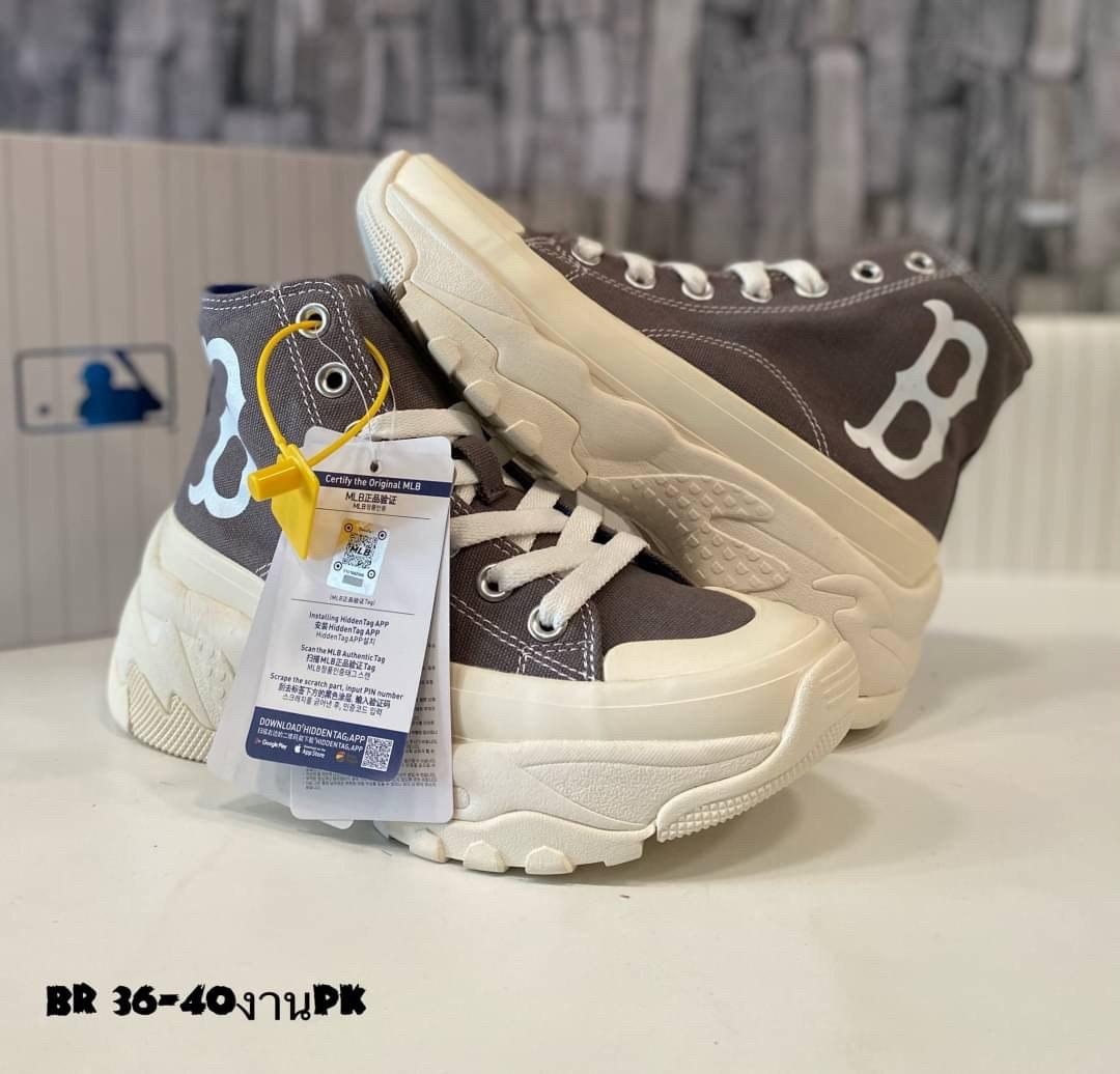 รองเท้าผ้าใบ MLB Chunky High Newyork Yankees รองเท้า mlb สีน้ำตาล ข้อ ...