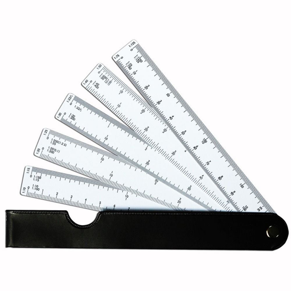 Interior Design 5 Blades Fan Shape Scale Ruler Drawing Tools Multiscale ...