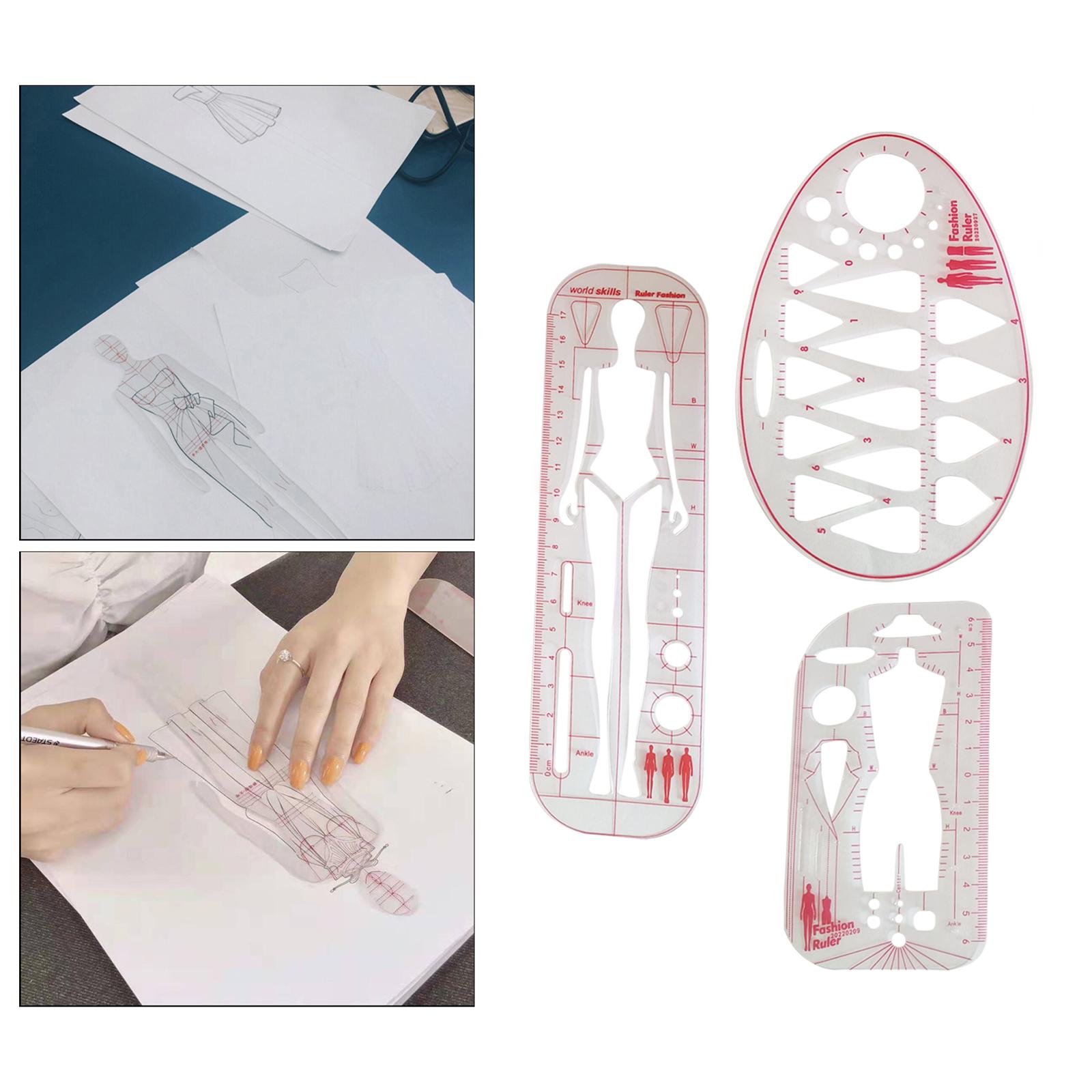 【EliteEssence123】Fashion Drawing Template Ruler Dresses Designers ...