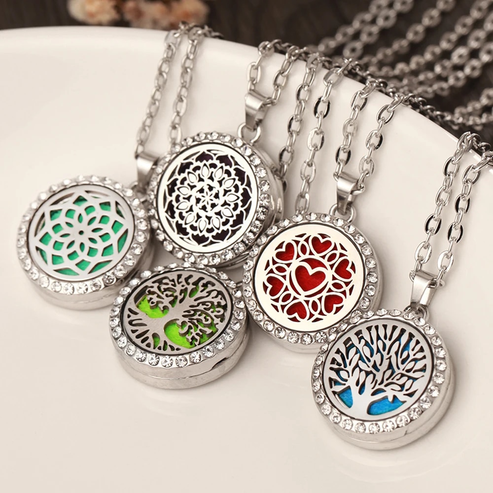 Crystal Aromatherapy Necklace Tree Flower Essential Oils Diffuser ...