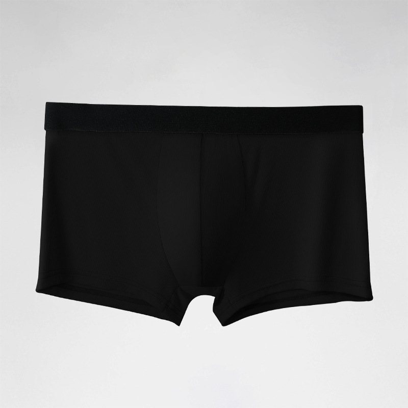 Men's Underwear Male Texture Simple Mid Waist Ice Silk Boxer Summer ...