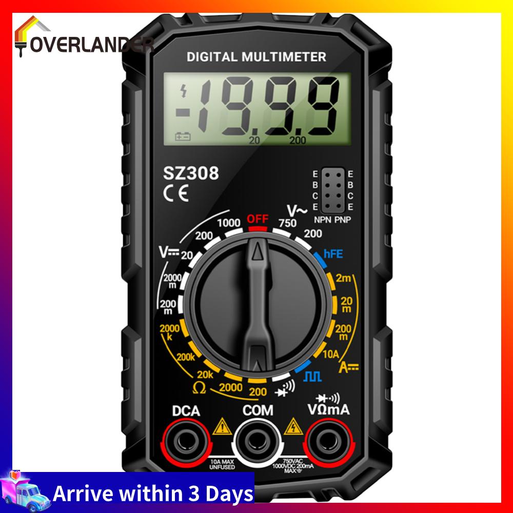 Digital Multimeter AC/DC Voltmeter Ammeter 1999 Counts Voltage ...