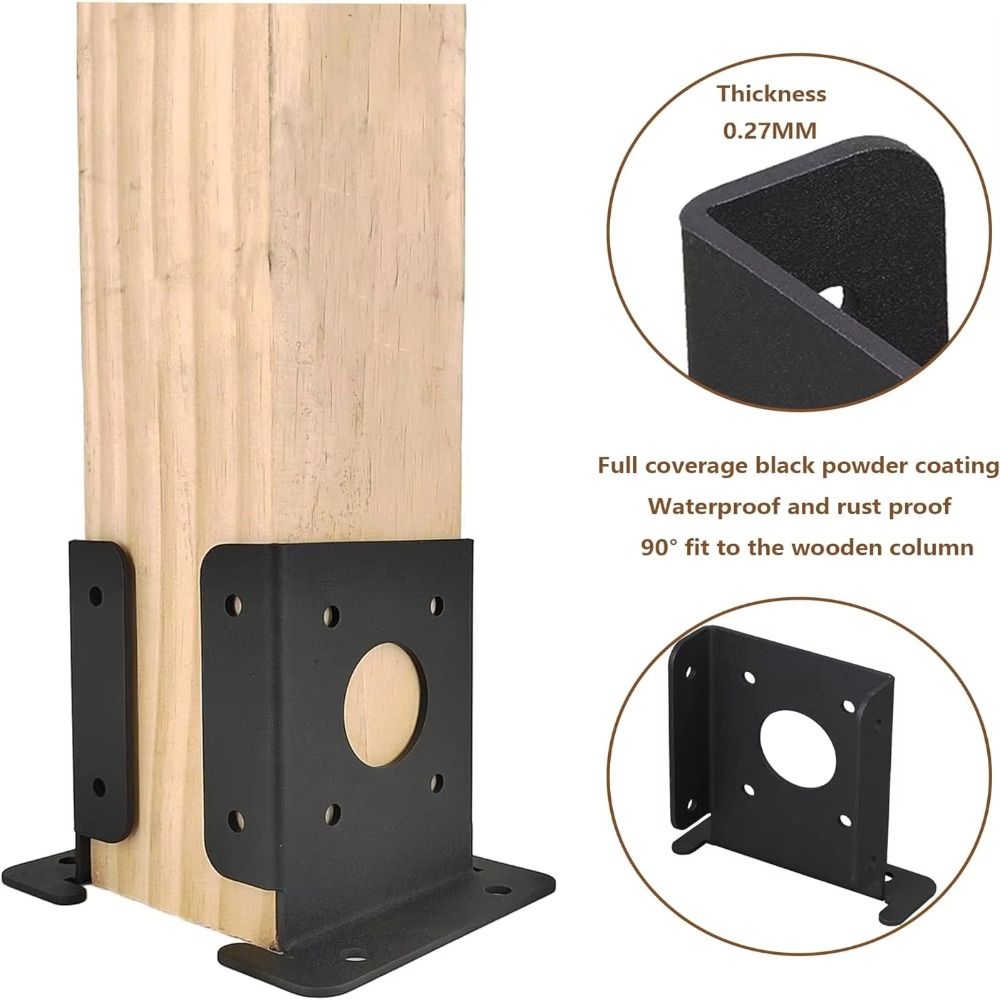 2pcs Base Brackets Sturdy Support Wood Fence Pergola Brackets ...