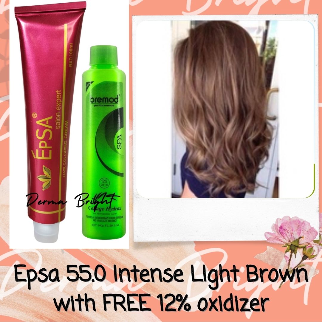 MAX BLISS Epsa 55.0 Intense Light Brown Hair Color with FREE 12% ...