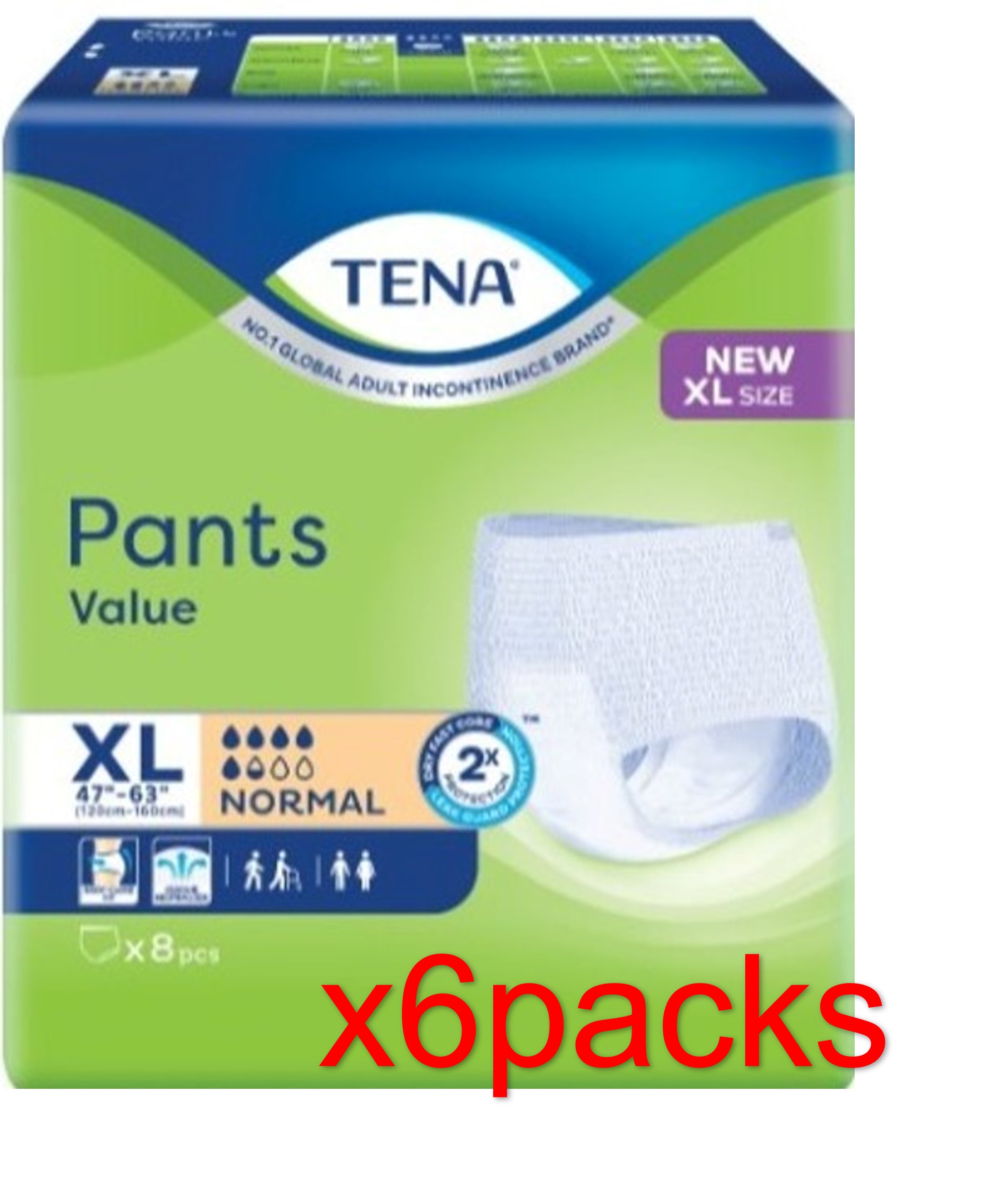 Carton Sales TENA Proskin Normal Pull Up Pants 4 Packets-M10 x 4 packs/L10 x 4 packs/XL15 x 6 ...