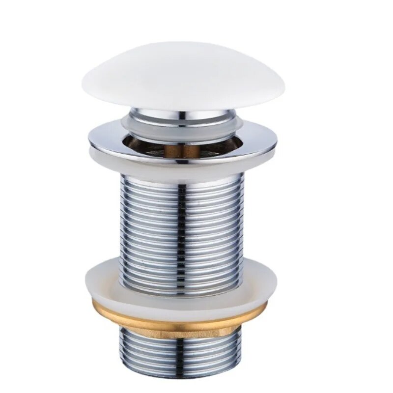 White Ceramic Cover Pop Up Drain Waste Stopper For Bathroom Basin Sink ...
