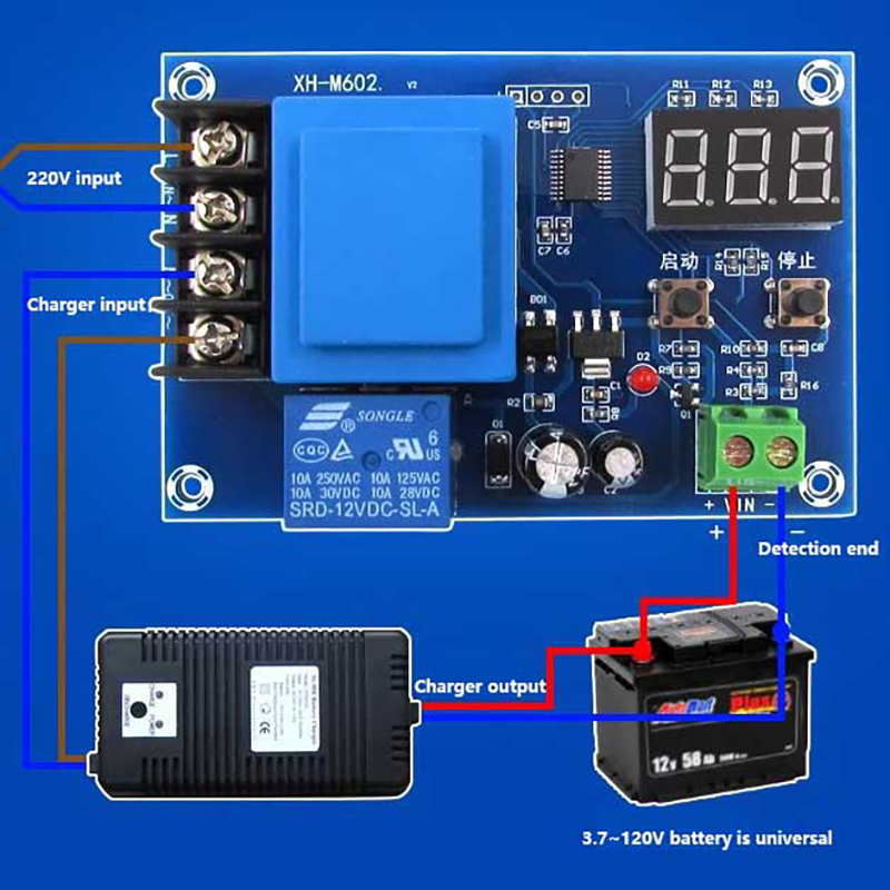 XH-M602 Digital Control Lithium Storage Battery Charging Module AC 220V ...