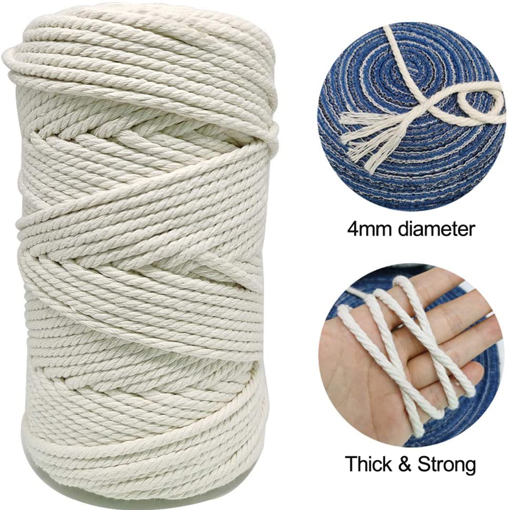 2-100m Natural Cotton Twisted Rope 1/2/3/4/5/6/8/10mm Macrame Cotton ...