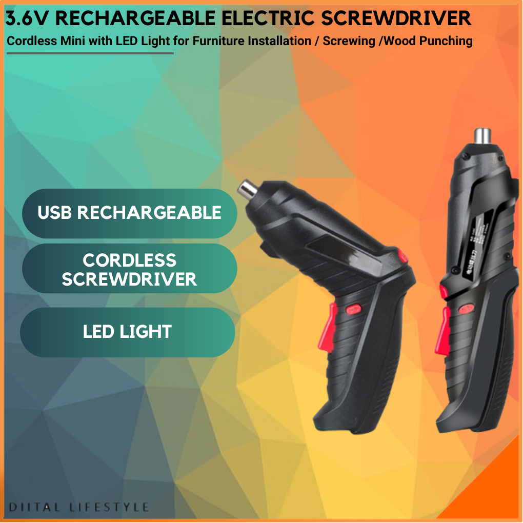 Cordless USB Charging Mini Electric Screwdriver 3.6V Rechargeable Drill ...