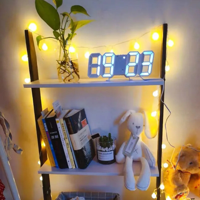 Led Digital Wall Clock With 3 Levels Brightness Watch Electronic Alarm ...