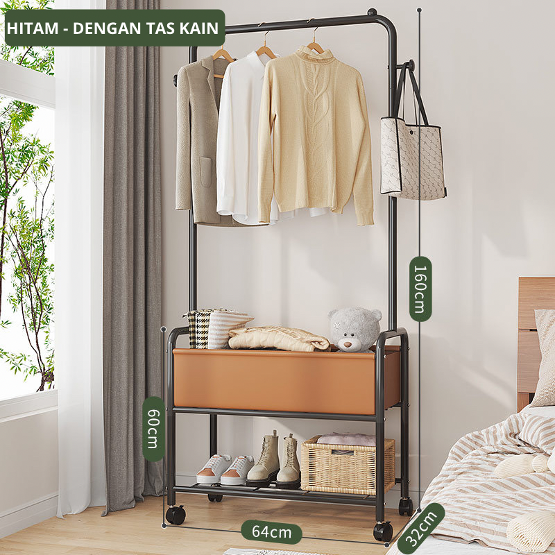 Mainland Rak Gantungan Baju Multifungsi Standing Rak Besi Rak Keranjang ...