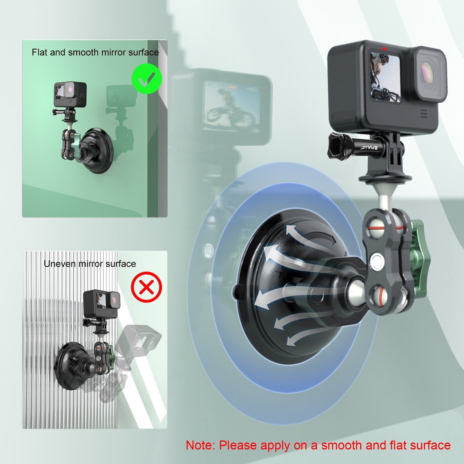 PULUZ Magic Arm Strong Suction Cup Aluminum Alloy Mount For Gopro DJI ...