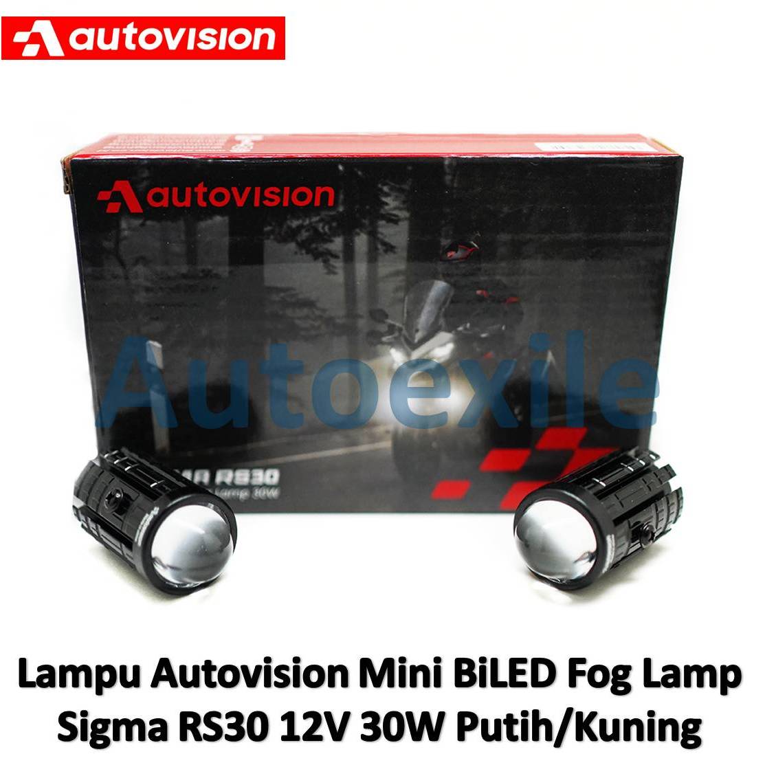 Autovision Mini BiLED Fog Lamp Sigma RS30 Putih 6000K / Kuning 3000K Bi LED Lampu Sorot Tembak ...
