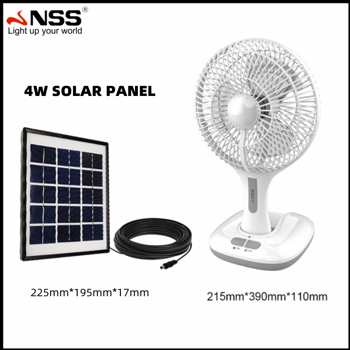 NSS Solar Electric Fan 16‘’ Oscillating Fan AC/DC Fan with 10W Solar ...