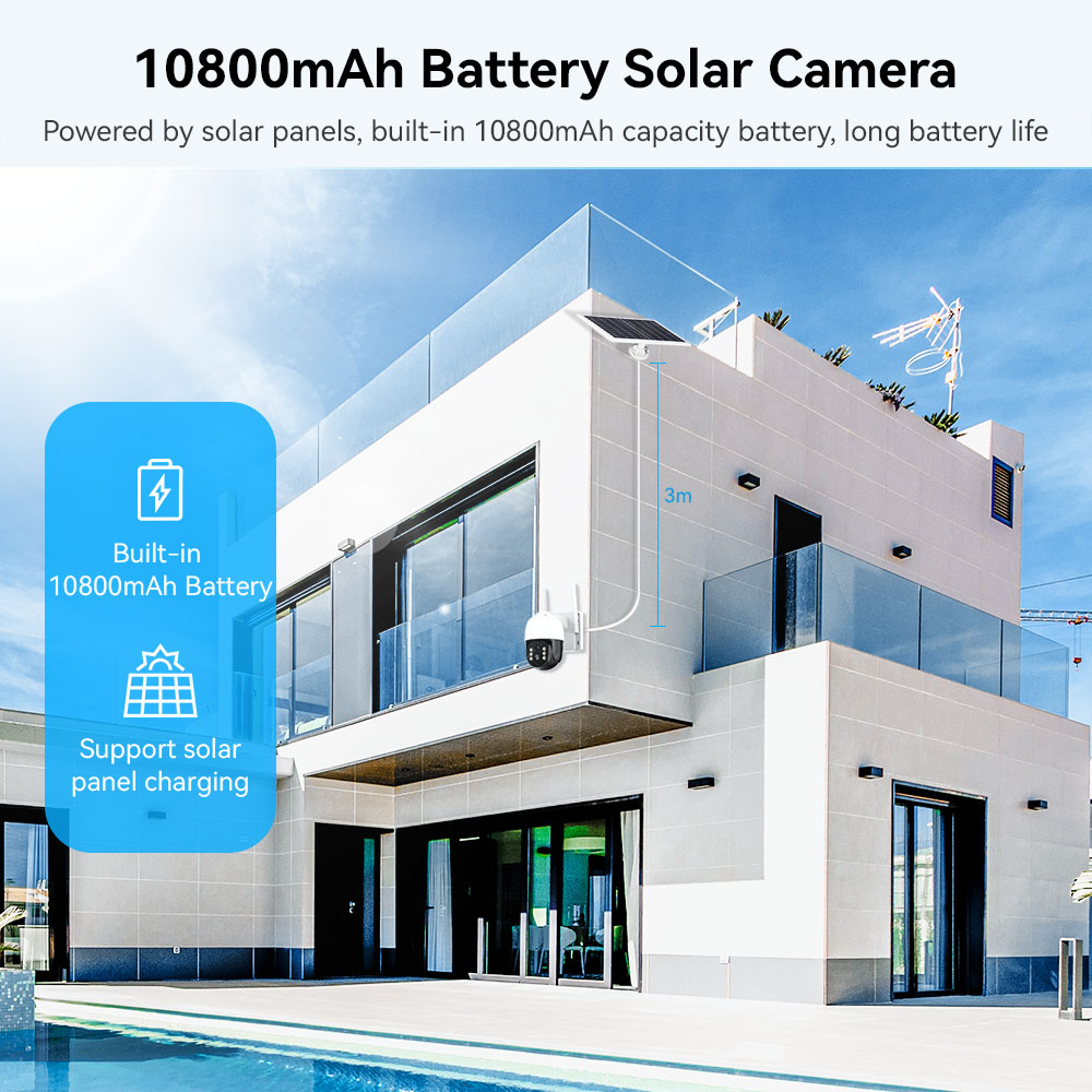 Hamrol 4G SIM Card 5MP Outdoor Solar Panel Battery PTZ Camera PIR ...