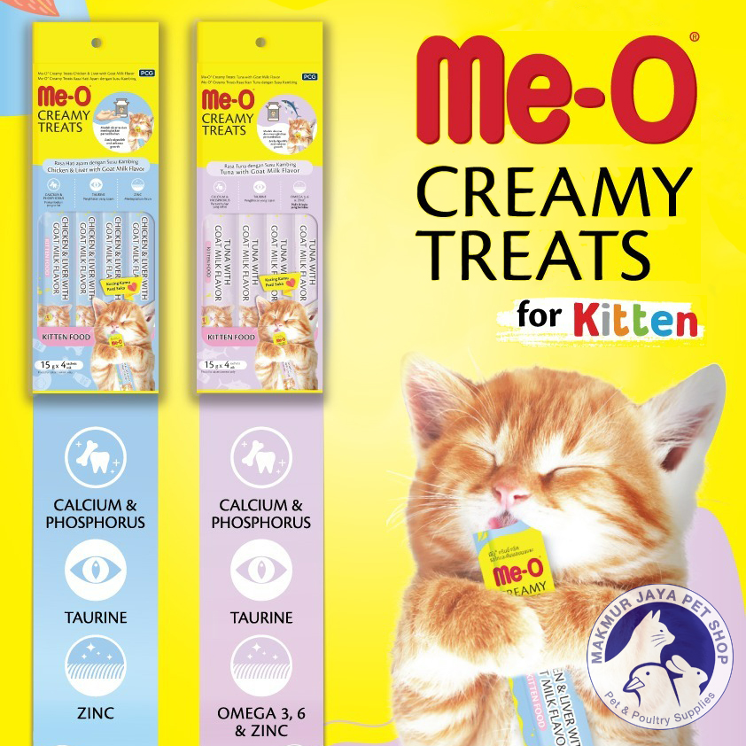 MeO Me-O Creamy Treats KITTEN Snack Kucing isi 4 pcs / 15gr x 4 ...