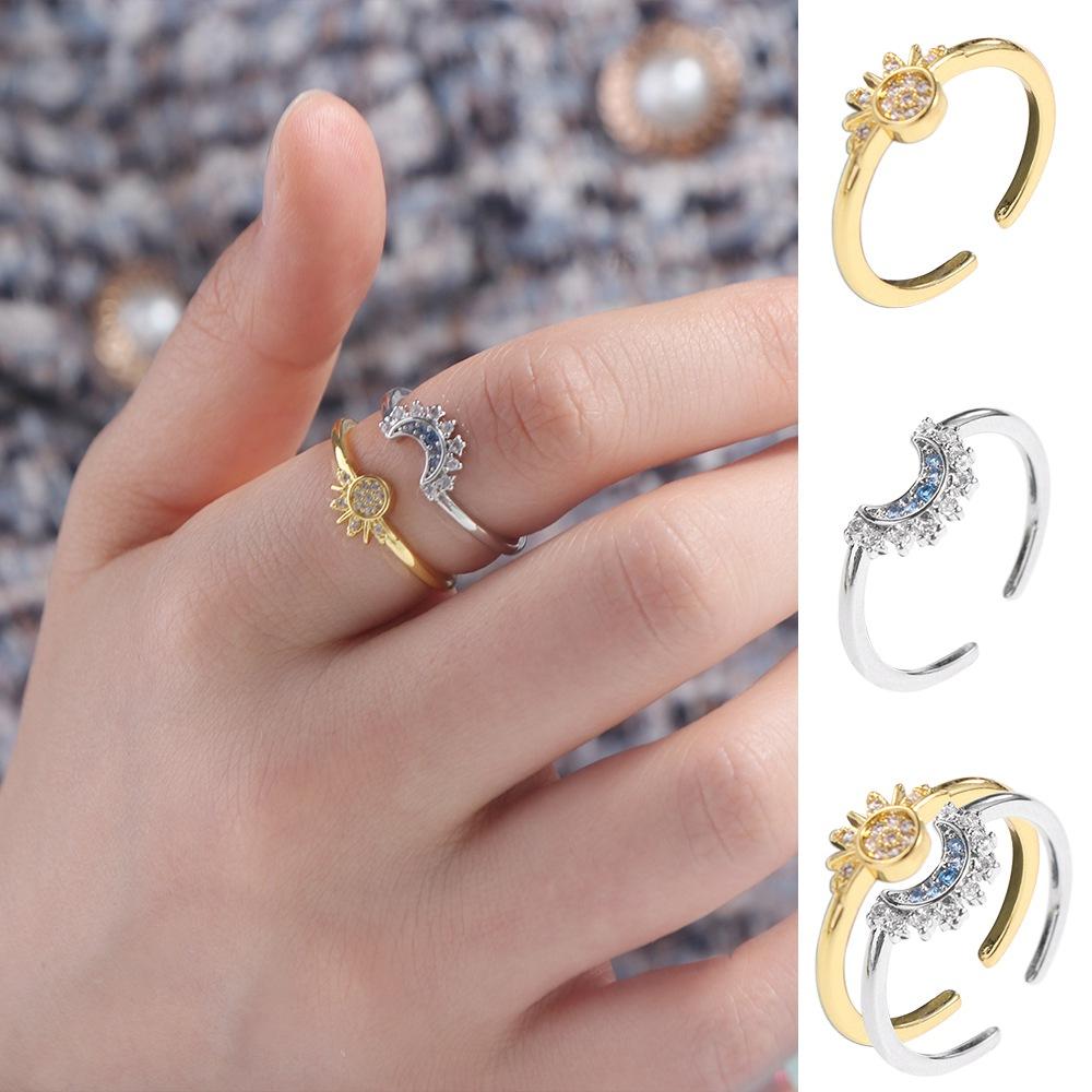 Exquisite Open Sun Ring Alloy Moon Finger Ring Jewelry Couple ...