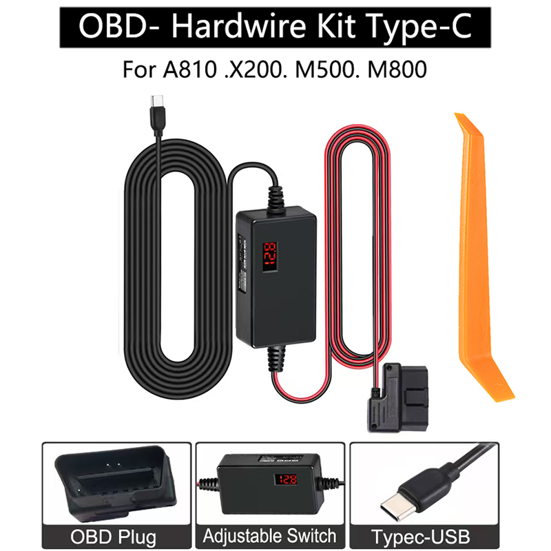 70mai Dash Cam A810 OBD Hardwire Kit Power Cable Type USB C Port 10FT ...