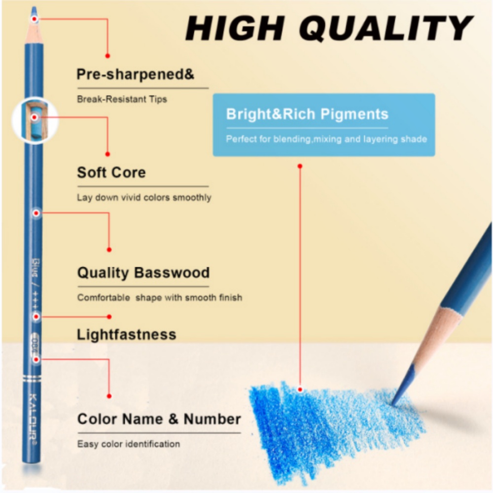 【Customer favorite】 KALOUR 50/72/180Pcs Oil Colored Pencils Set ...