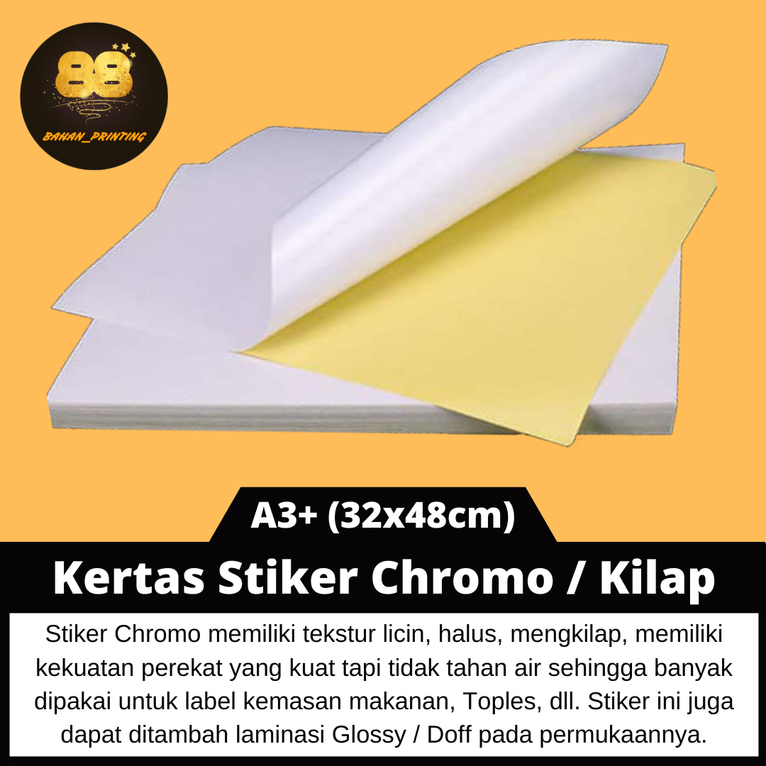 [Bisa Satuan] Kertas Stiker Chromo A3+ / Stiker Kilap Ukuran A3 ...