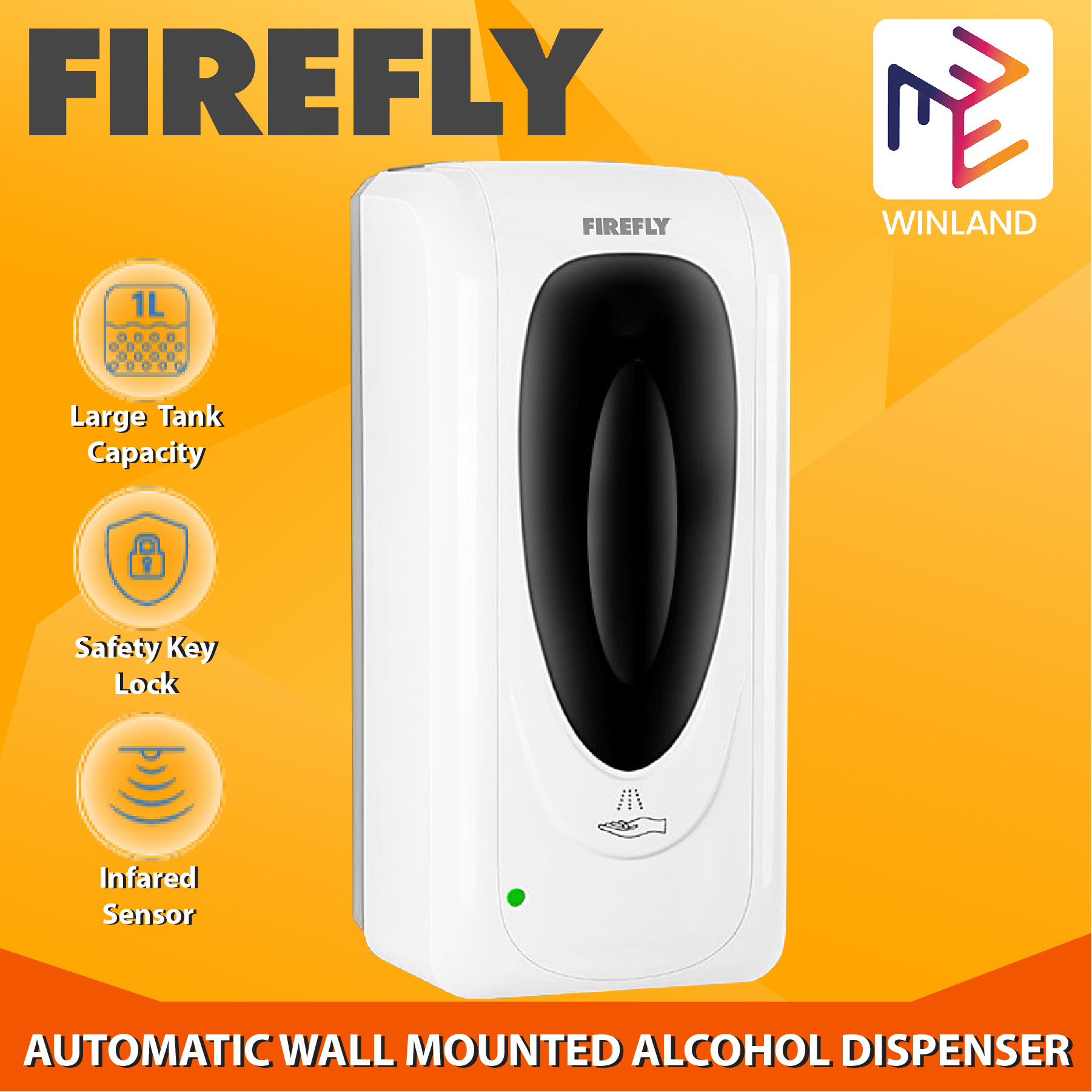 FIREFLY by Winland Yellow Shield Automatic Alcohol Dispenser Disinfect ...