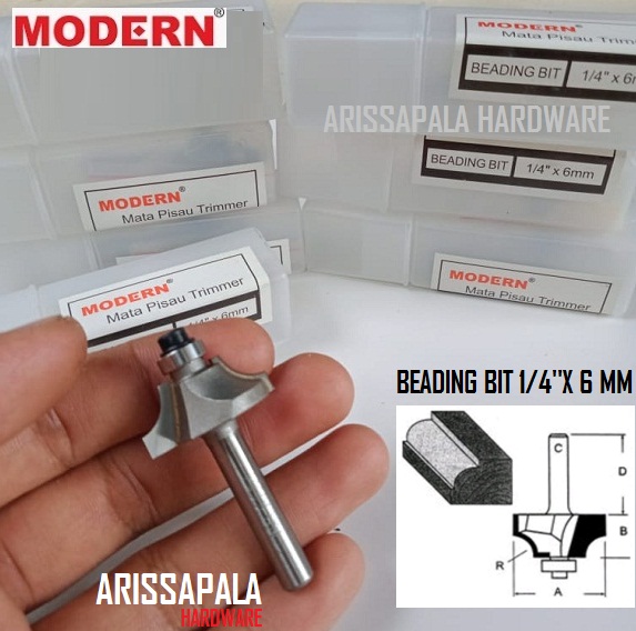 Mata Profil Wood Beading Bit 6 mm Mata Pisau Trimmer Router Lis ...