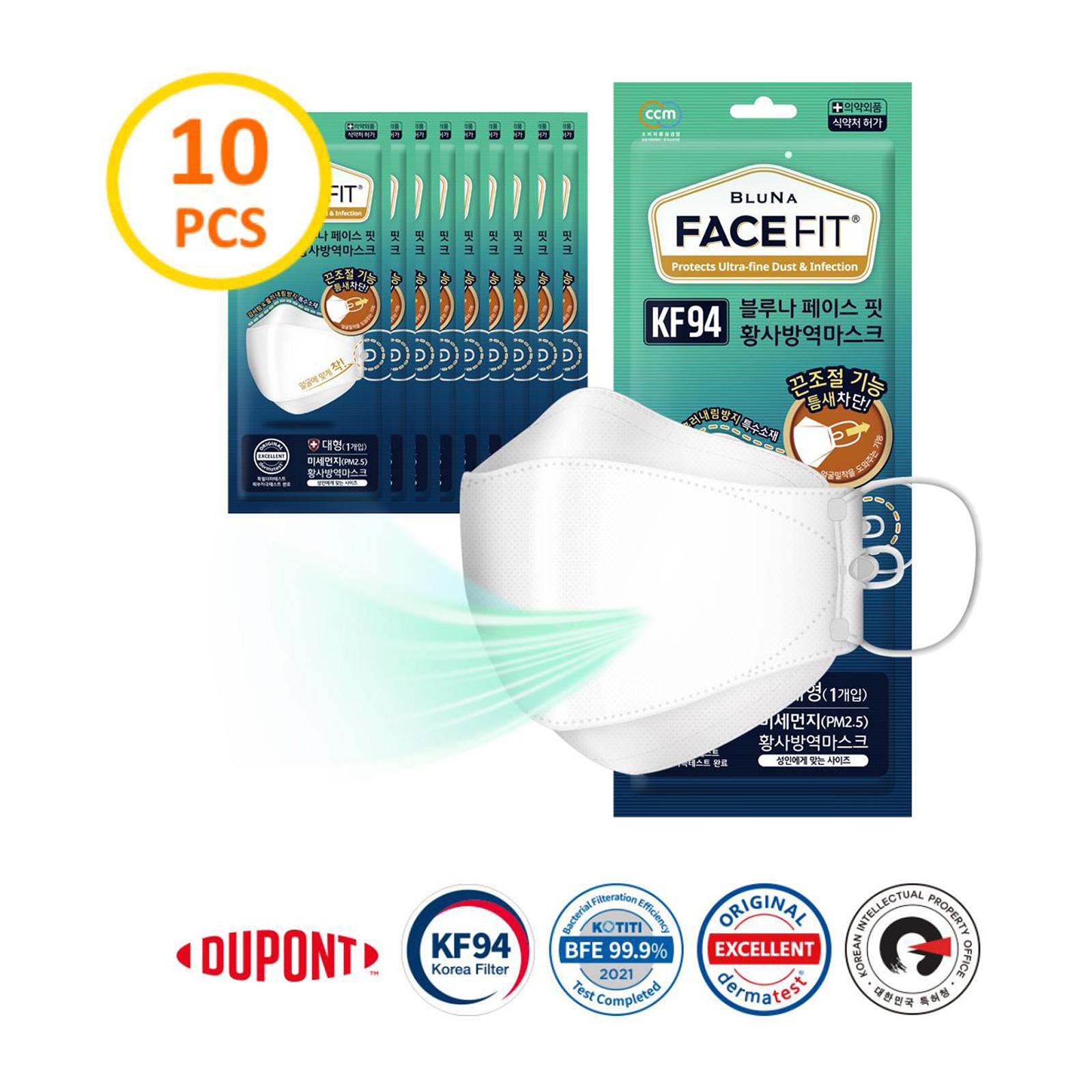 Bluna Kf94 3D Just Fit Adult Face Masks Individual Pack 1 Pcs X 10 ...