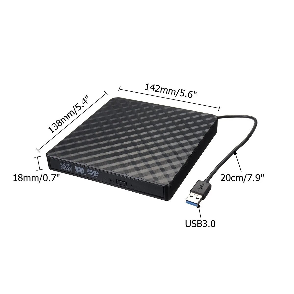 2in1 USB3.0 TypeC External DVD RW CD Writer Drive Burner Reader Player ...