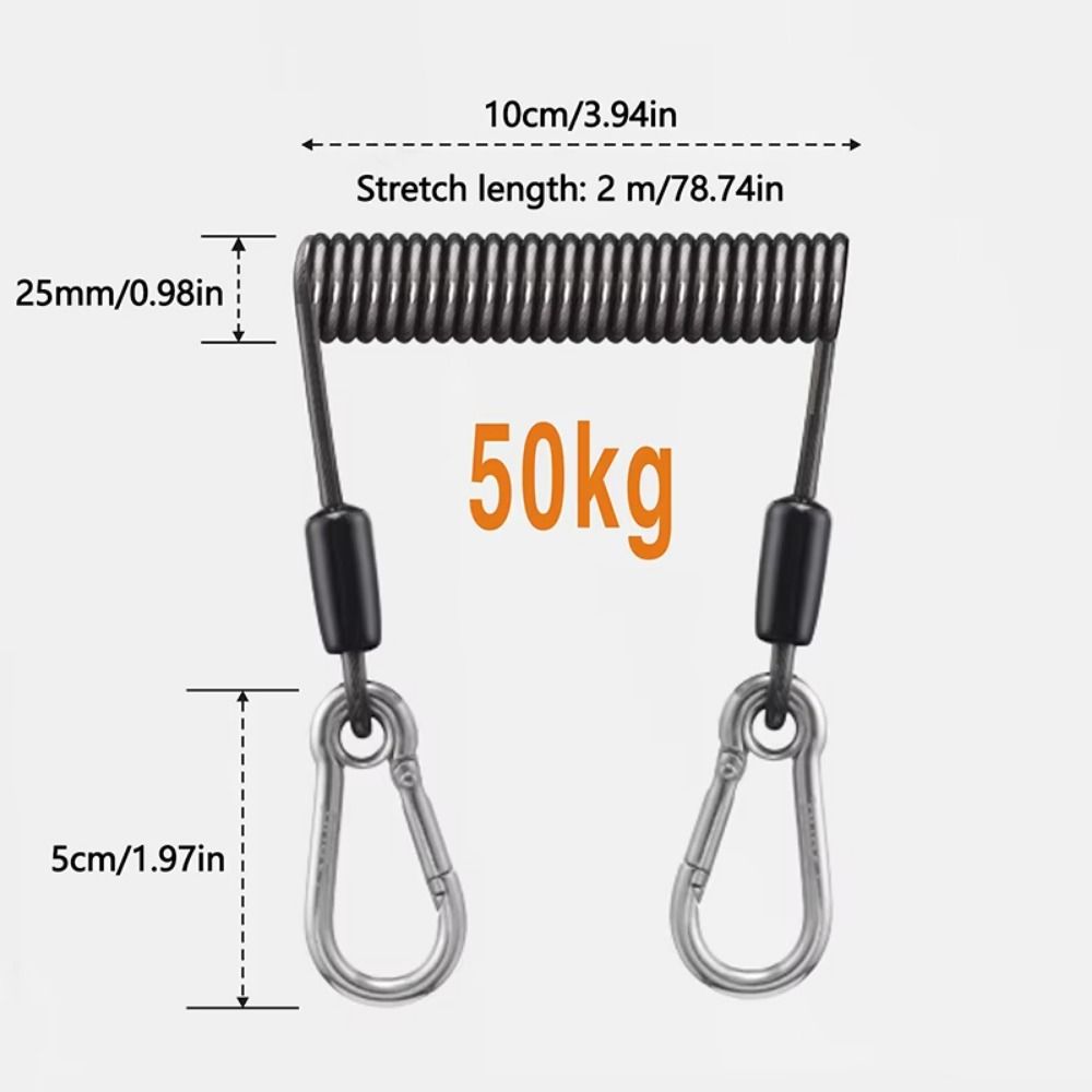 Wire Spring Rope Elastic Coil Fishing Missed Rope Lockable Safety Rope ...