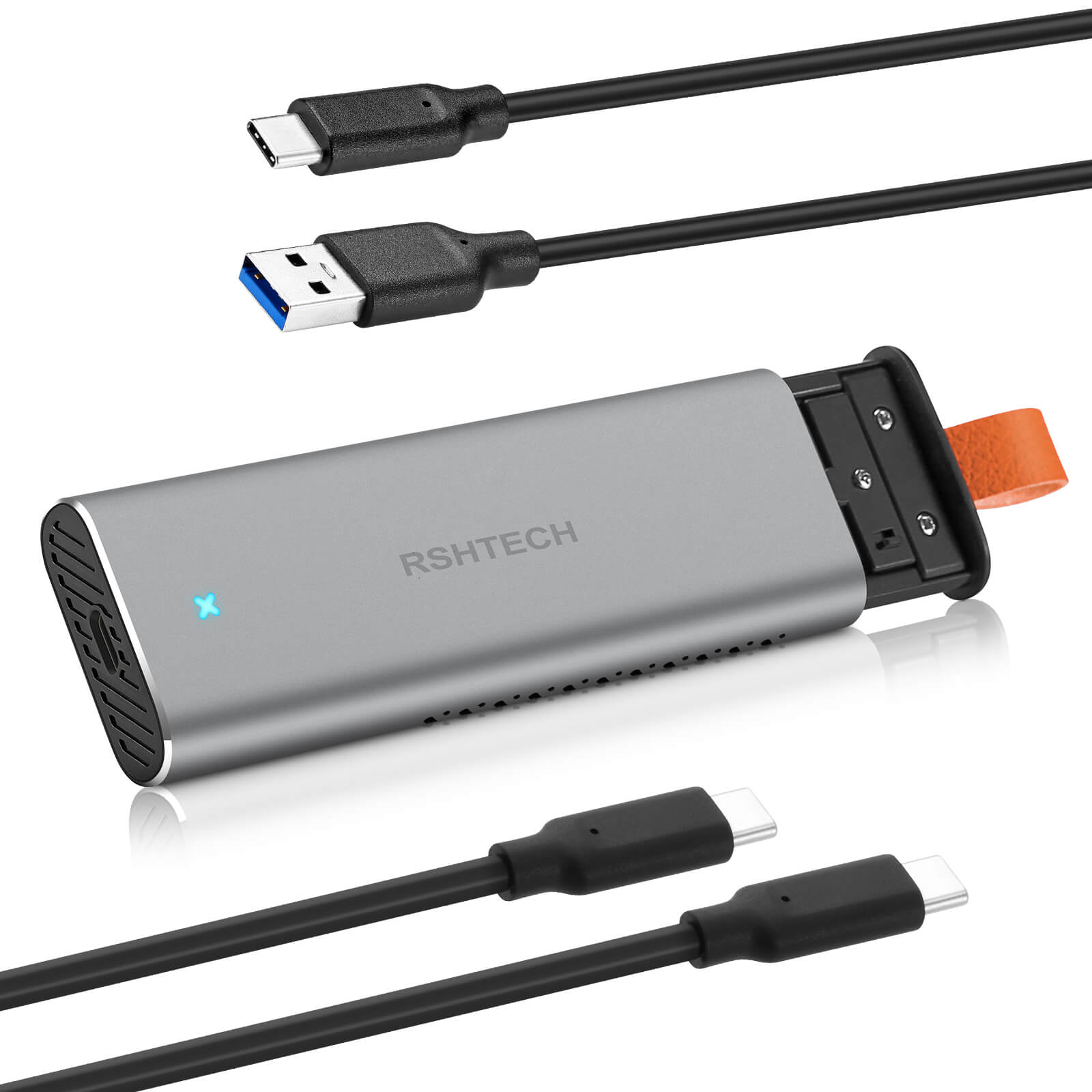 RSHTECH R328 M.2 NVMe SSD Enclosure Aluminum USB 3.1/3.2 Gen2 10Gbps External M.2 NVMe SATA SSD ...