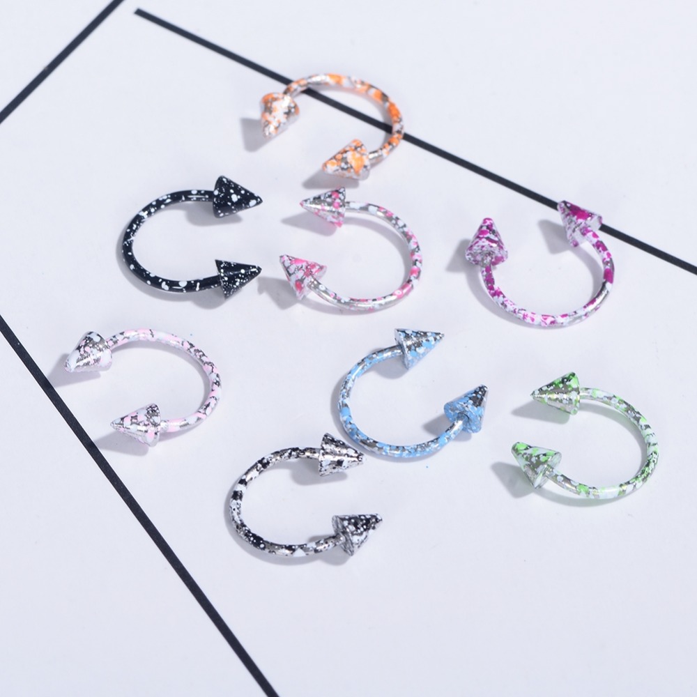 AOMU 8 18G Titanium Anodized Steel Spike Horseshoe Nose Rings Piercings ...