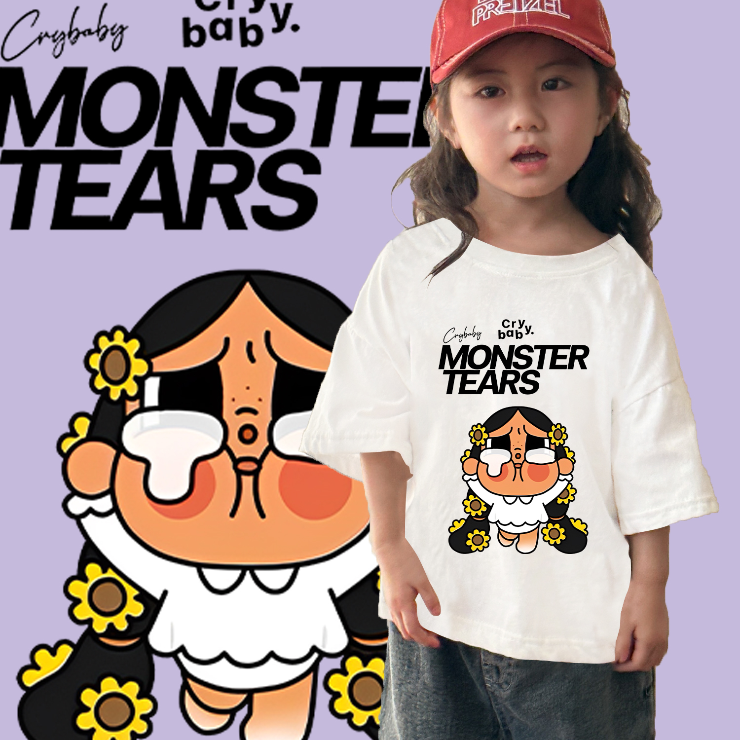 2024 8 สี เสื้อยืดเด็ก ลาบูบู้ Crybaby Monster Tears ผ้าคอตตอน100% โอ ...