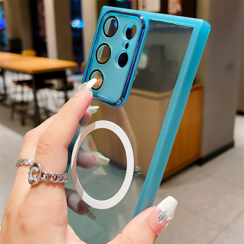 New style Clear Neon Magnetic For Magsafe Case For Samsung Galaxy S24 S23 S22 Plus Ultra FE A35 ...