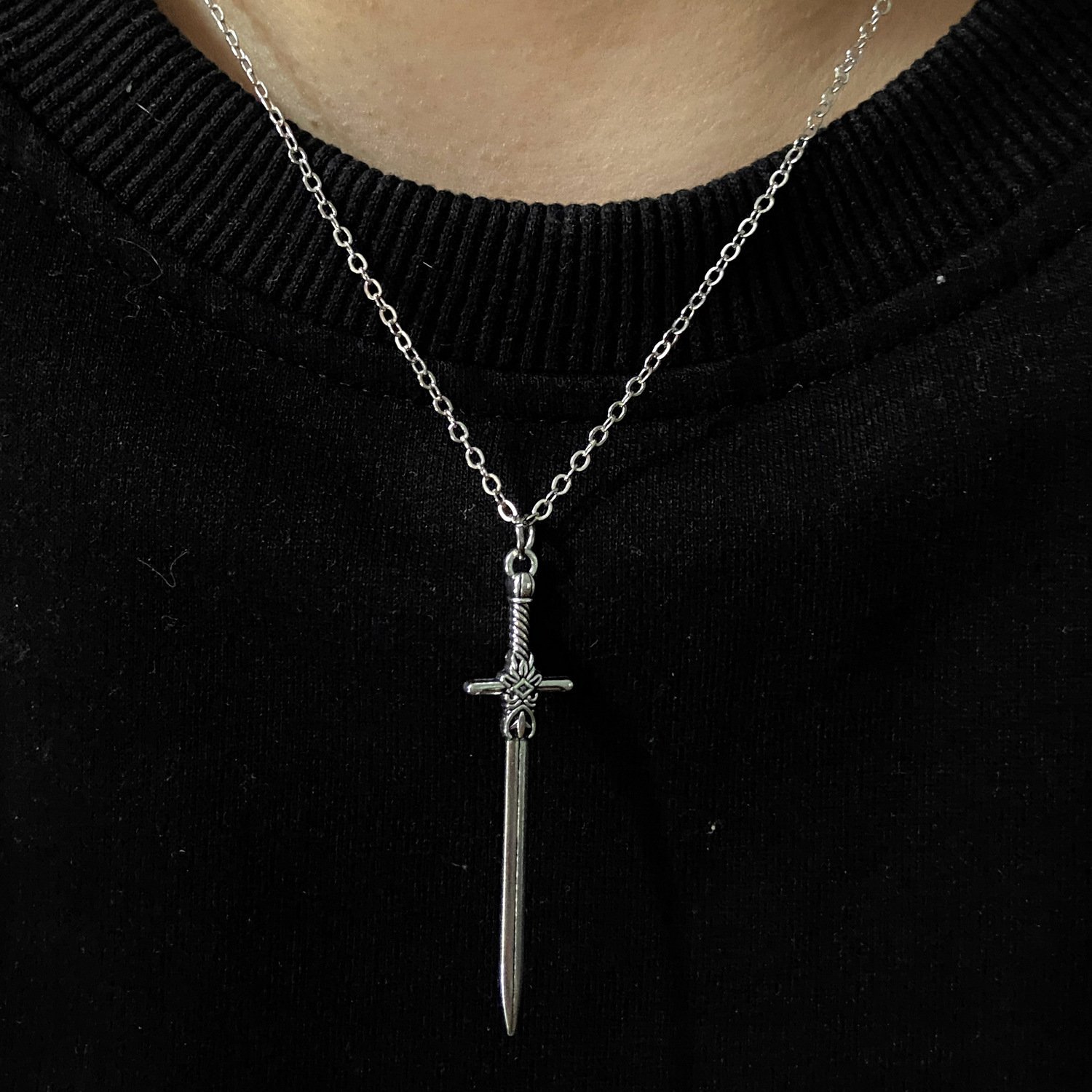 Cross Sword Necklace Male Personality Creative Star Same-style Hip Hop ...
