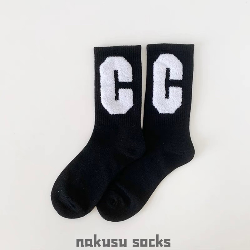 Poposy 1Pair Ins Fashion Letter C High Quality Mid Cut Sports Socks For ...
