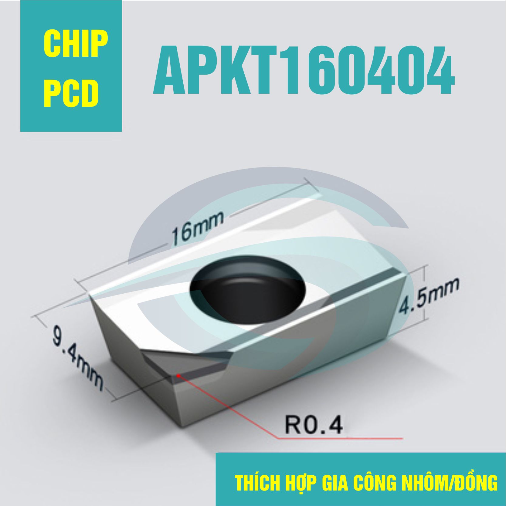 Hộp 1 mảnh dao PCD - Chíp PCD, chip kim cương chuyên tạo độ bóng gia ...