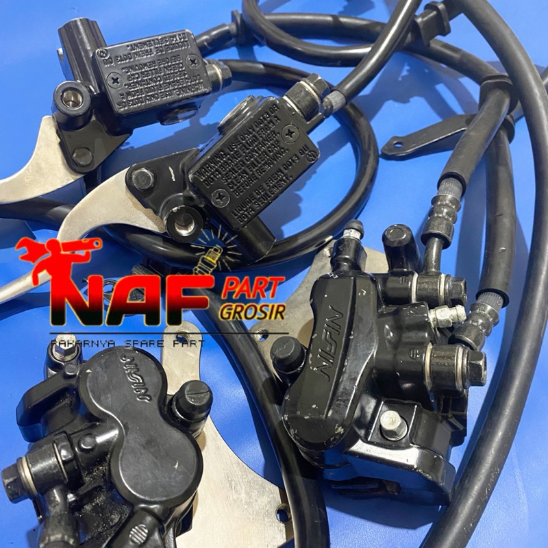 MASTER REM SET KALIPER KALIVER DEPAN BELAKANG HONDA PCX 150 160 ADV CBS 3 PISTON ORIGINAL NISSIN ...