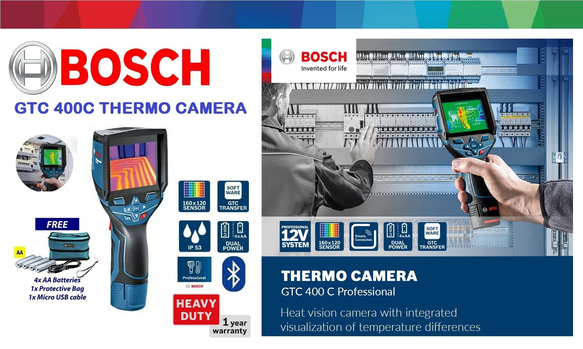 Bosch GTC 400°C 3.5-inch LCD Bluetooth Thermal Image Camera | Lazada