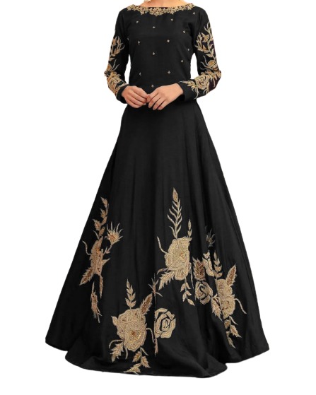 Designer Fully Heavy Embroidered Flower Stitched Silk Maxi for Girls ...