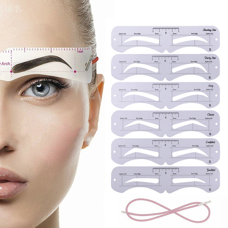 6 Style Fixable Eyebrow Stencil Grooming Shaper Template Reusable ...