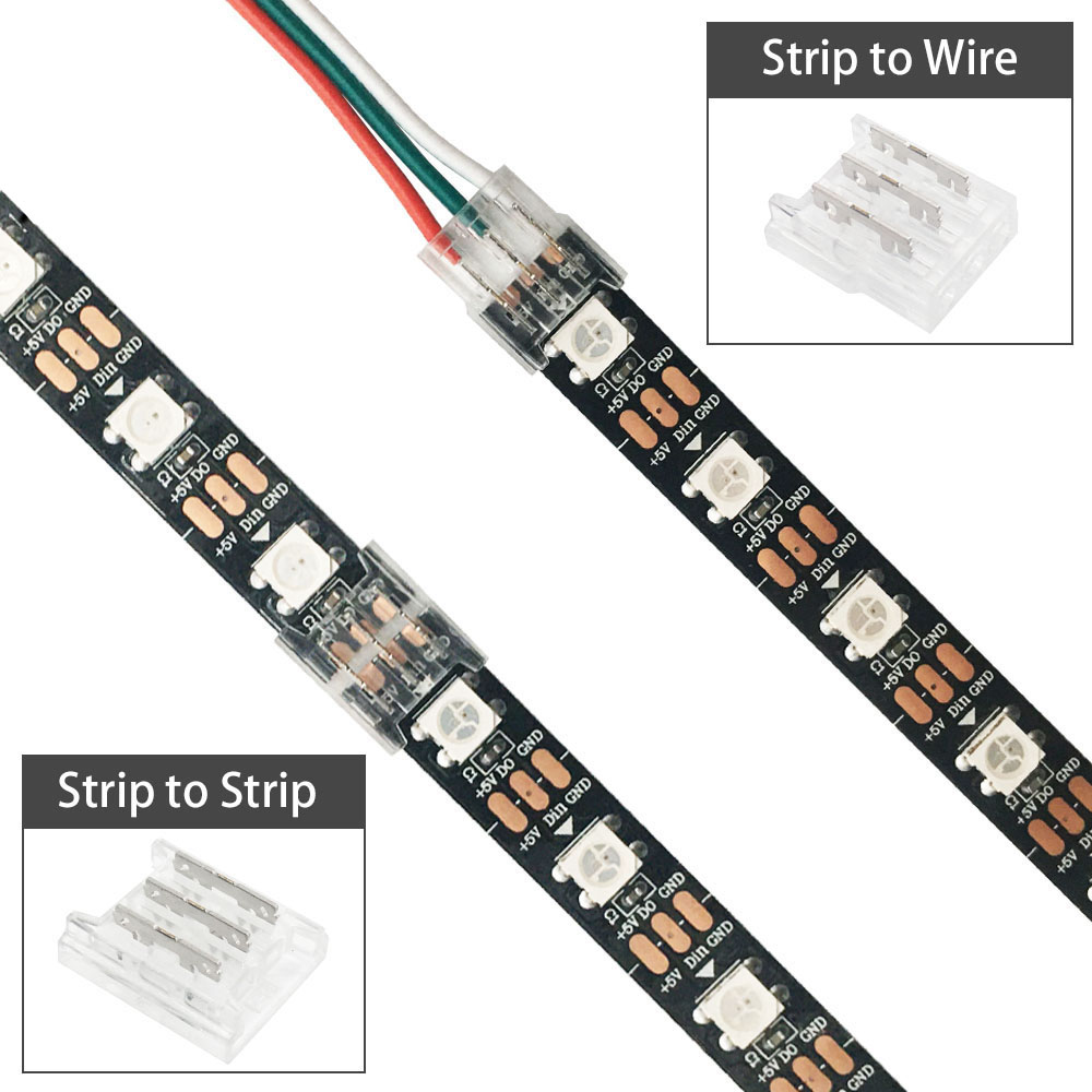 WS2811 WS2812B SK6812 LED Transparent Solderless Cover Connector 10mm ...
