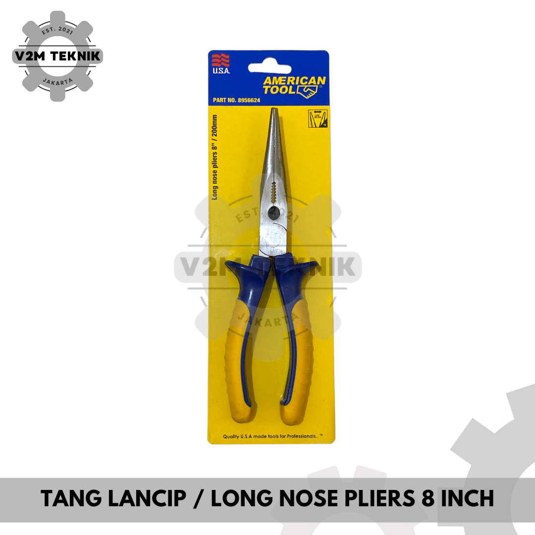 Tang Lancip 8 Inch / Long Nose Plier 8" / Tang Gagang Karet American ...