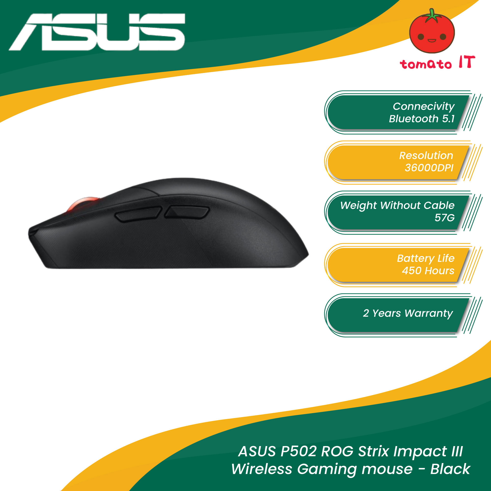 ASUS P502 ROG Strix Impact III Wireless Gaming Mouse - Black | Lazada
