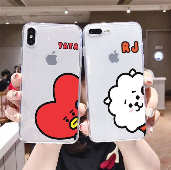 BT21 RJ TATA COOKY เคสโทรศัพท์ใสนิ่ม,สำหรับ iPhone 6 6S 7 8 Plus X XS ...