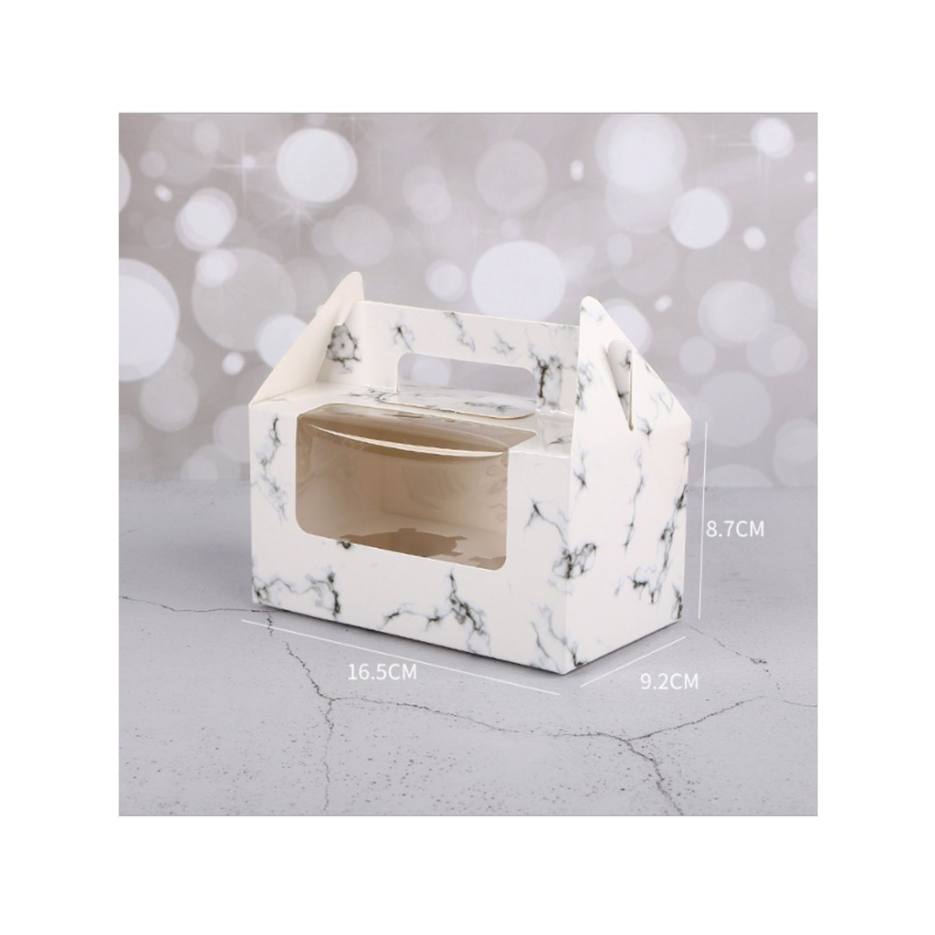 Cup cake pastry packaging box transparent window w/ handle and inner ...
