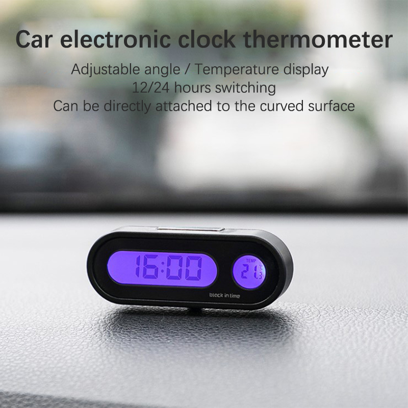 Mini Electronic Car Clock Auto Clocks Luminous Thermometer LCD ...