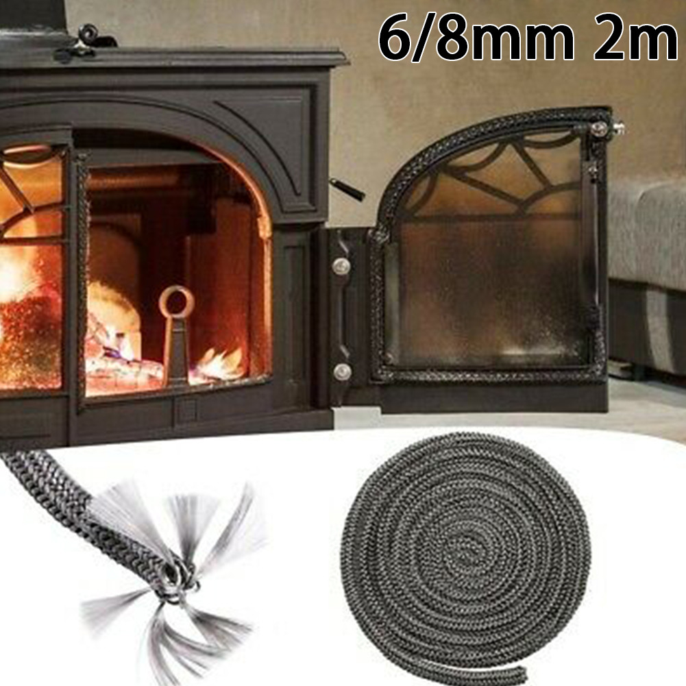 6/8mm Black Gasket Cord Stove Door Fireplace Cord 2m Fiberglass High ...