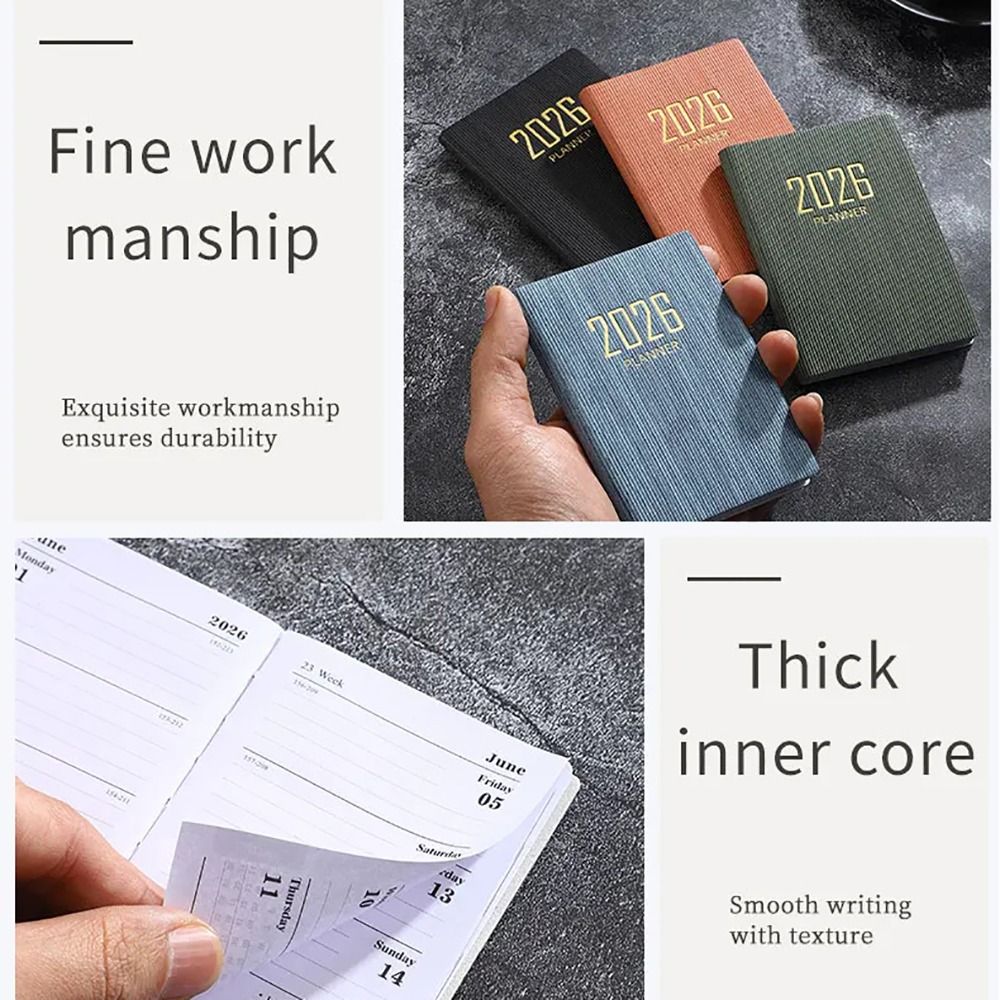 2Pcs Journal 2026 A7 Planner Book 64 Sheets 128 Page Mini Portable ...