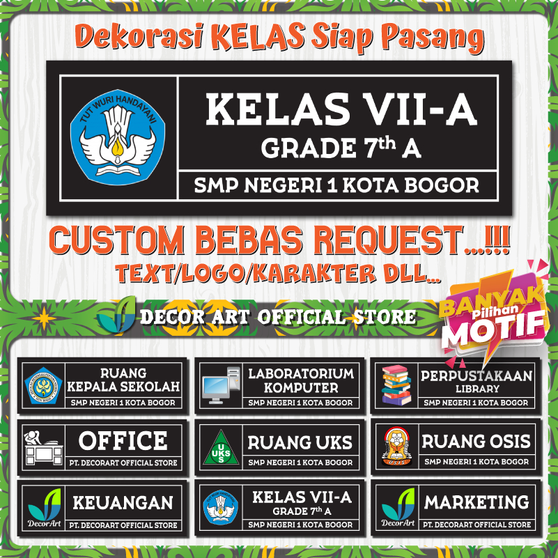 CUSTOM -Papan Nama Penanda Ruangan Kelas Belajar Sekolah Universitas ...